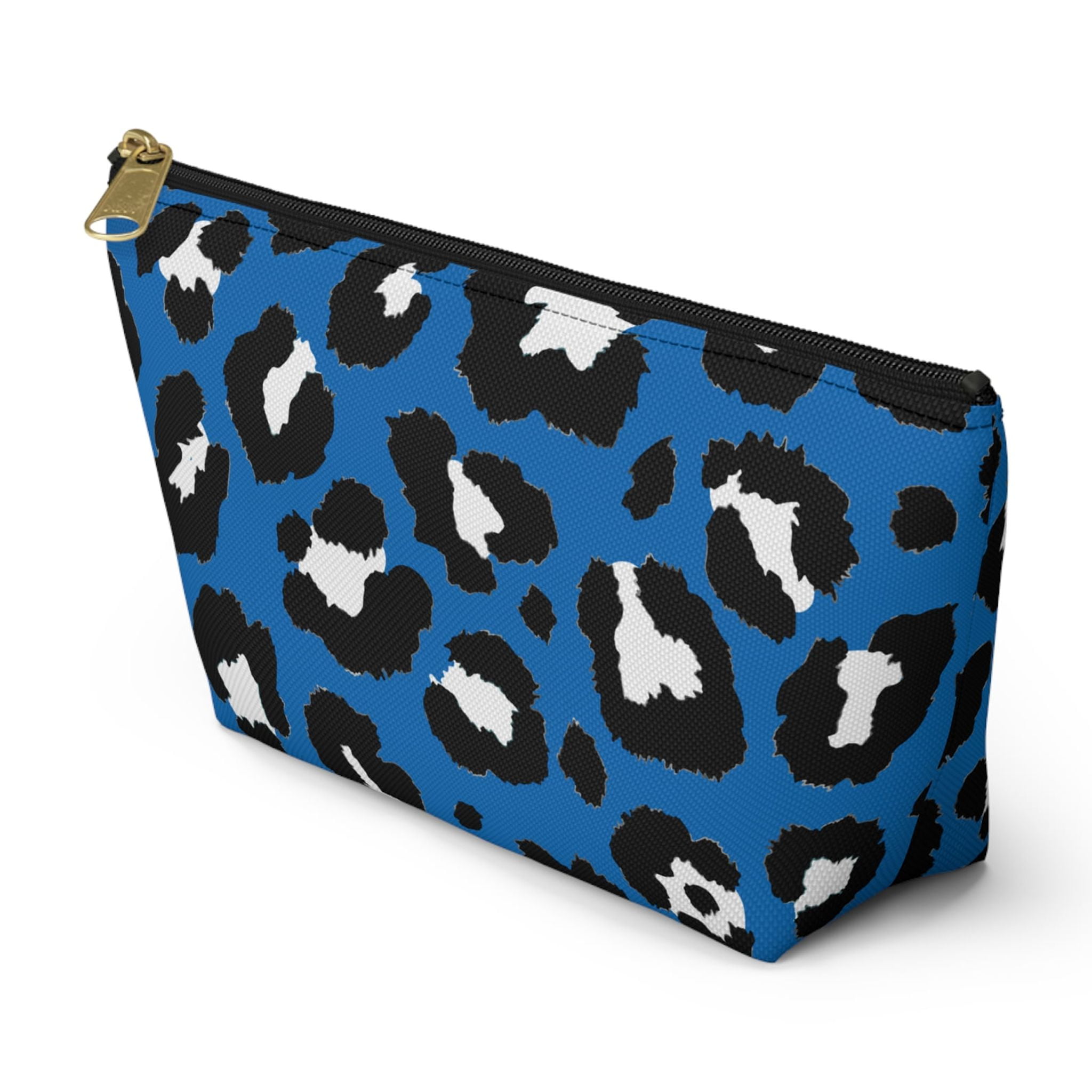 Blue & Black Leopard Makeup Bag Animal Print Cosmetic Bag-Women's Bags ...