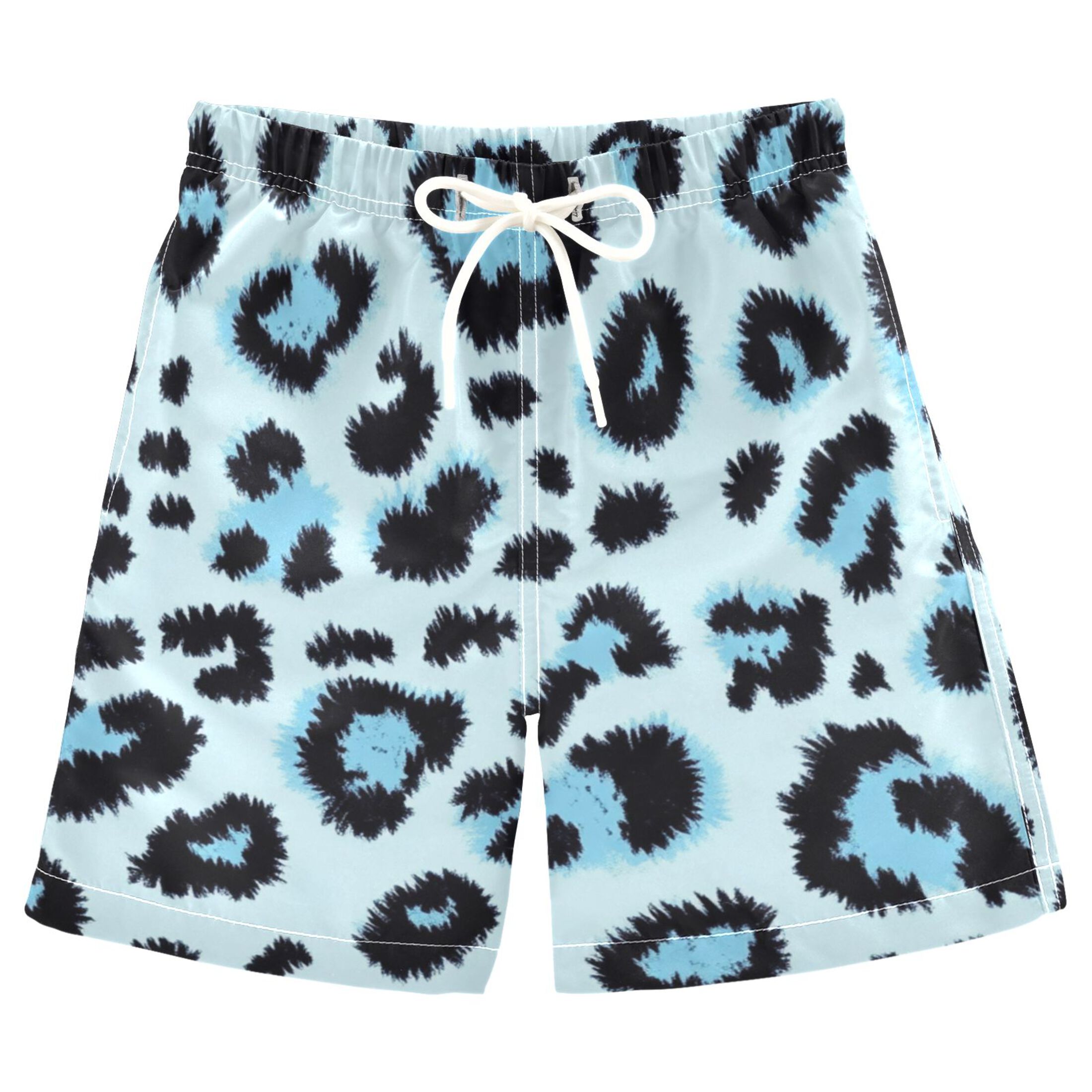 Blue Black Leopard Skin Print Boys' Beach Pants Board Shorts Swim ...