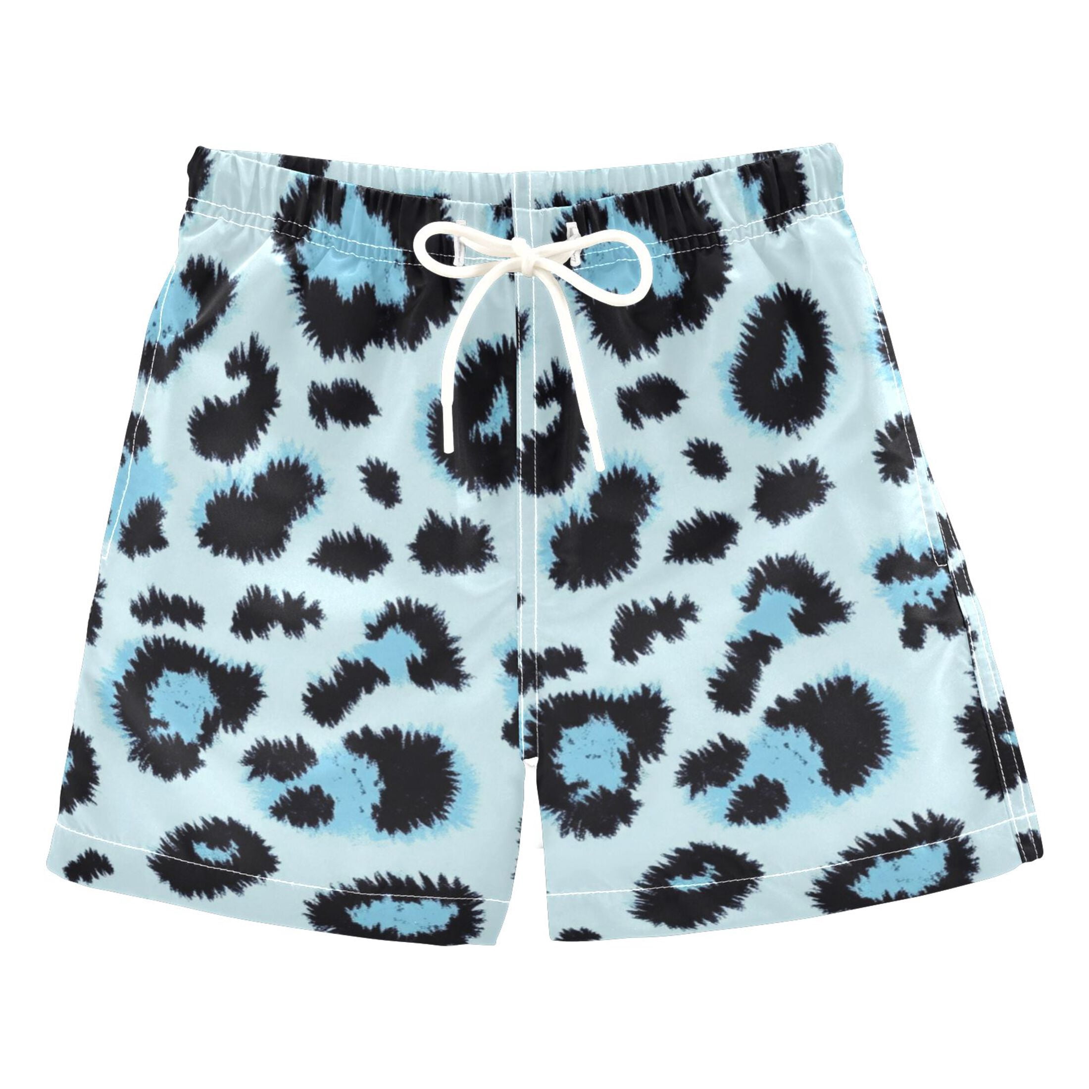 Blue Black Leopard Skin Print Boys' Swim Trunks Board Shorts Beach ...