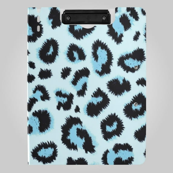Blue Black Leopard Skin Print Foldable Binder Folder Clipboard with Pen ...
