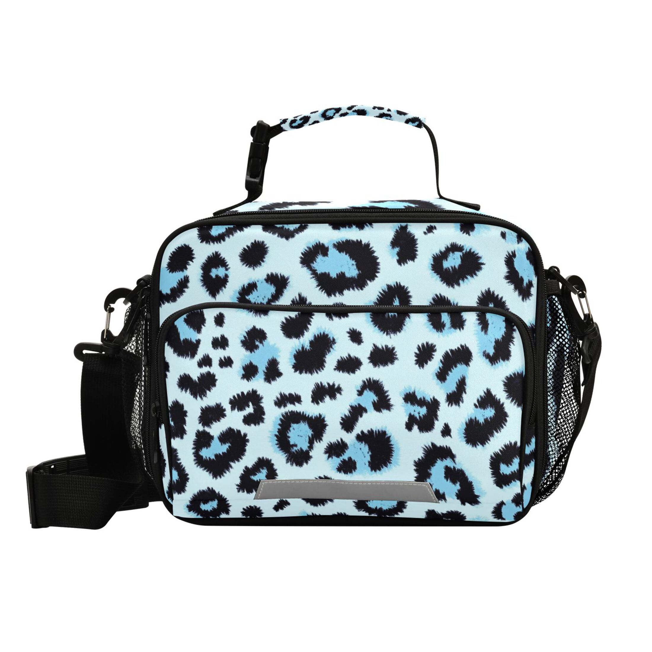 Blue Black Leopard Skin Print Insulated Lunch Bag Portable Cooler Bag ...