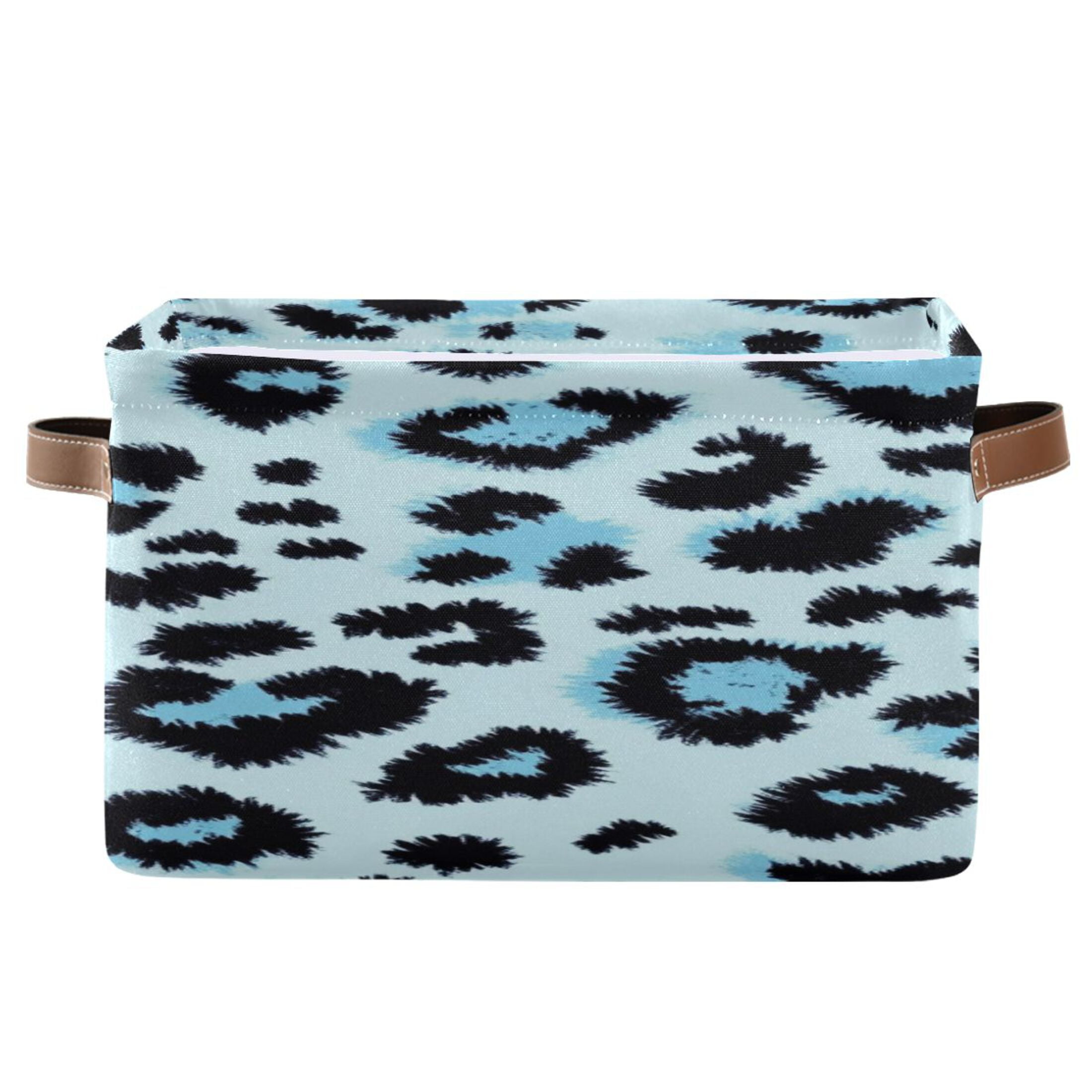 Blue Black Leopard Skin Print Square Storage Bins with Handles ...