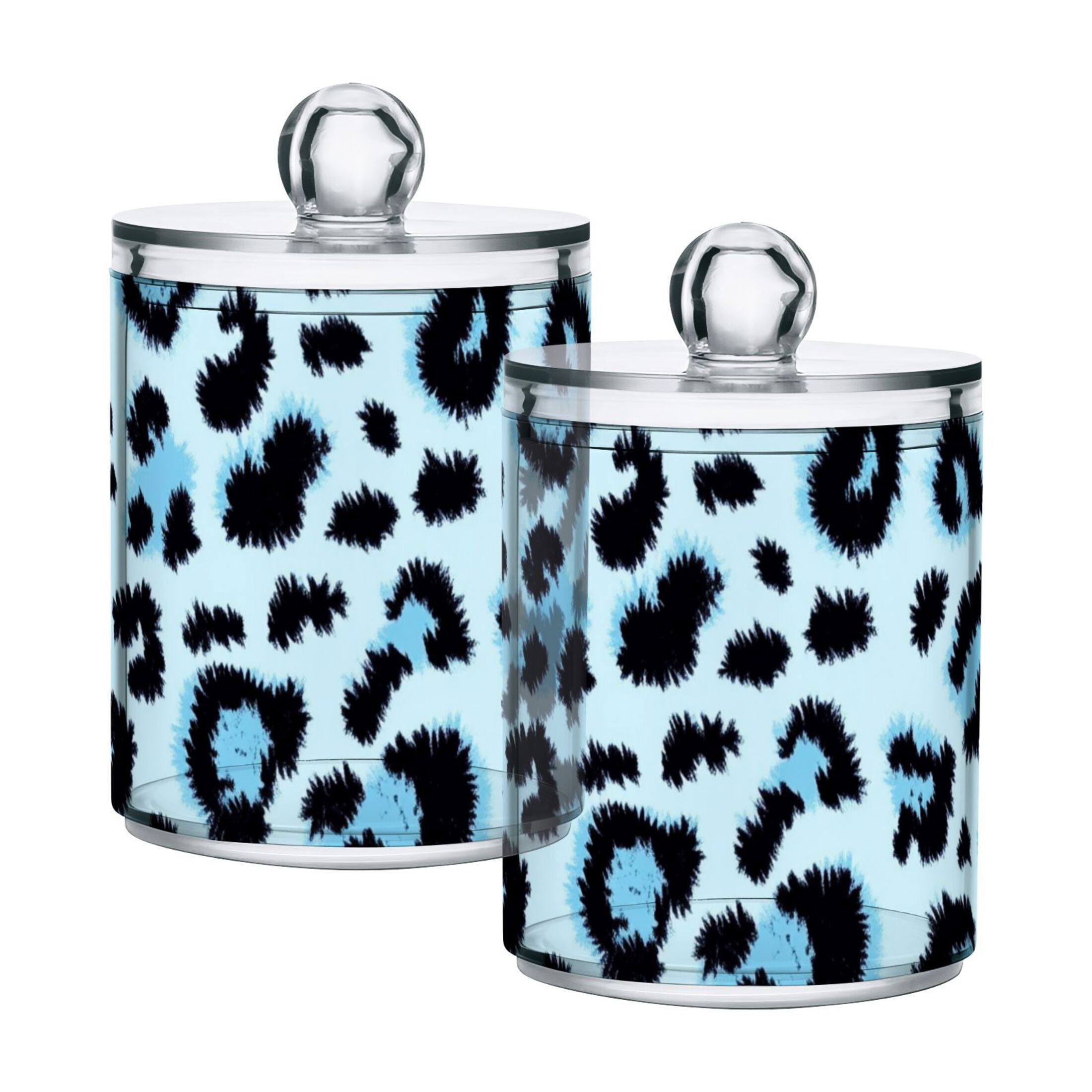 Blue Black Leopard Skin Print Translucent Plastic Cans Storage ...