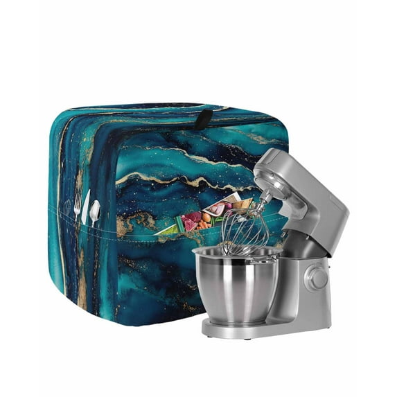 Blue Black Marble Stand Mixer Dust Cover with Storage Pocket & Handles ...