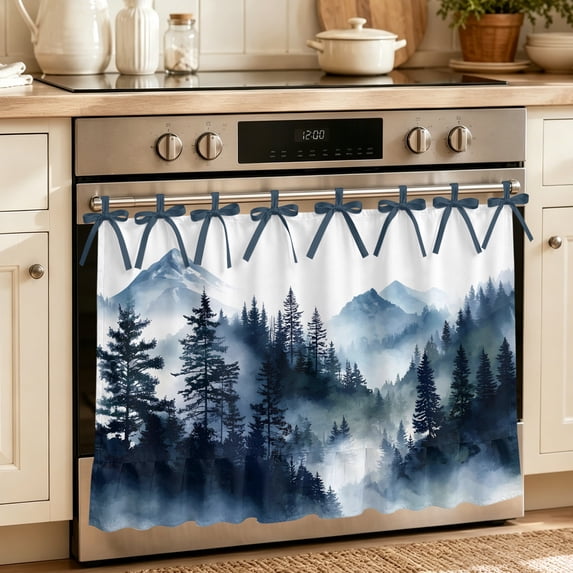 Blue Black Mountain Oven Skirt for Farmhouse Kitchen Décor, Forest Pine ...