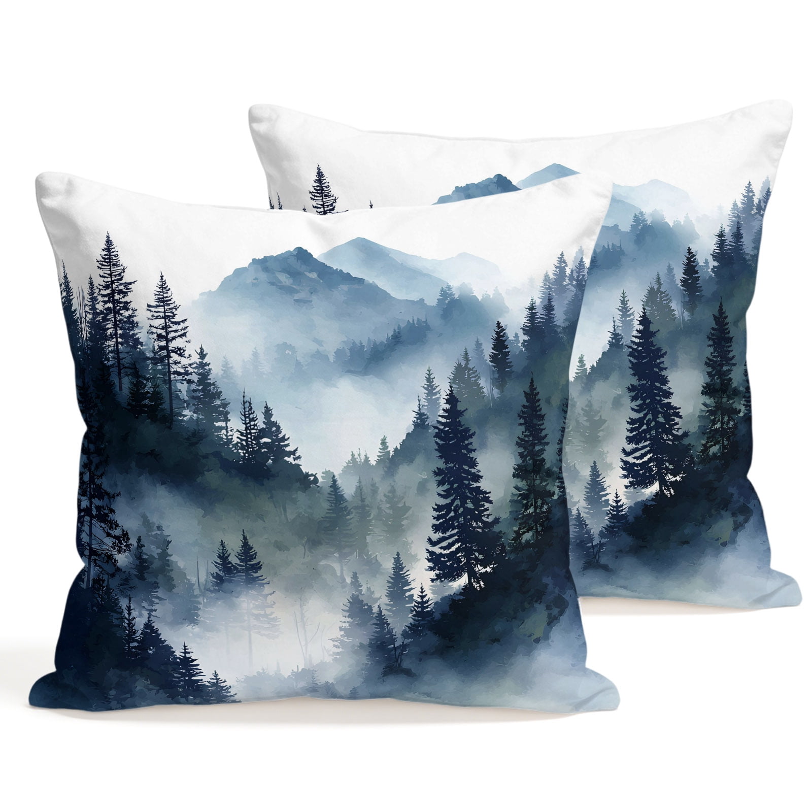 Blue Black Mountain Throw Pillow Covers 20 x 20 Inch Pillow Covers Set ...