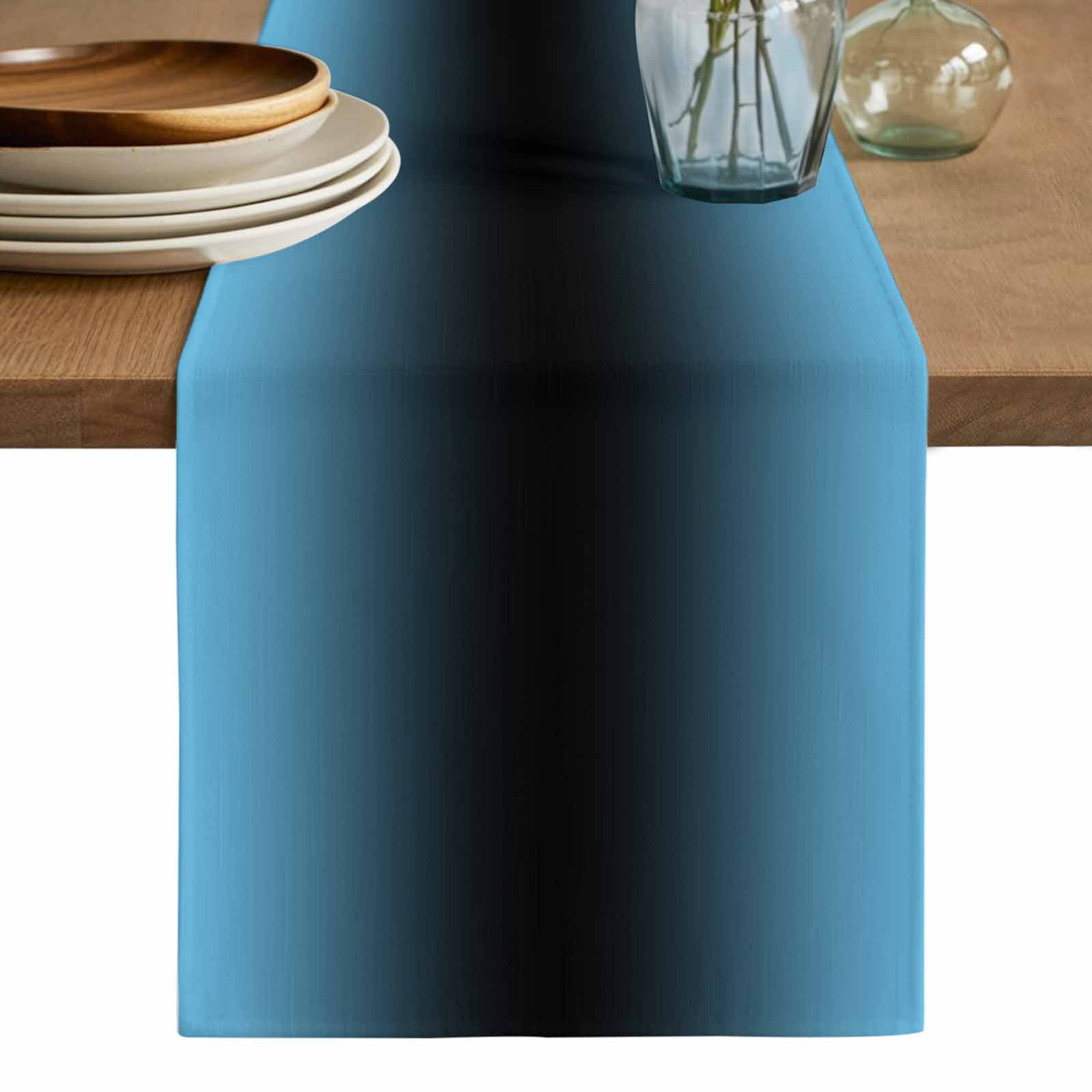 Blue Black Ombre Table Runner, Modern Gradient Abstract Art Washable ...
