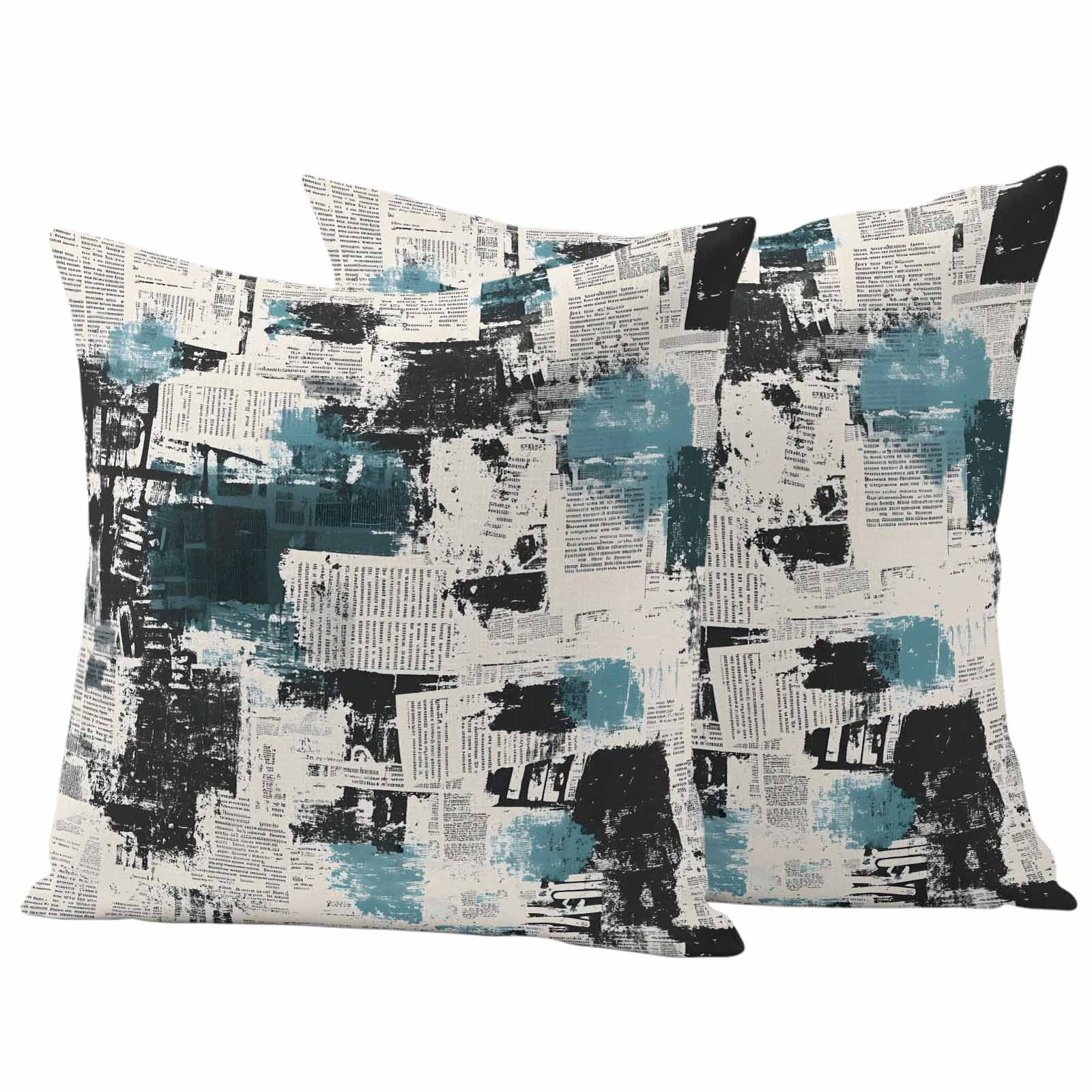 Blue Black Outdoor Waterproof Pillow Covers, Vintage Shabby Chic ...