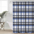 Blue Black Plaid Shower Curtain Set,Washable Bathtub Curtain with Hooks ...