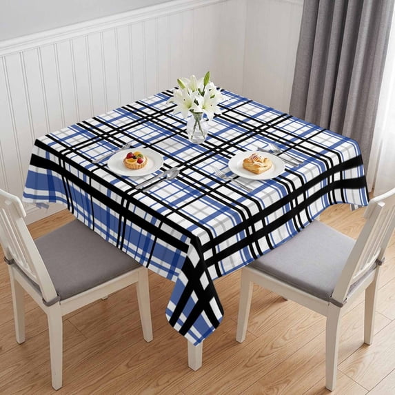 Blue Black Plaid Table Cloth Waterproof Tablecloths, Farmhouse Blue ...