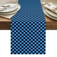 Blue Black Plaid Table Runner Farmhouse Rustic Abstract Checkered ...