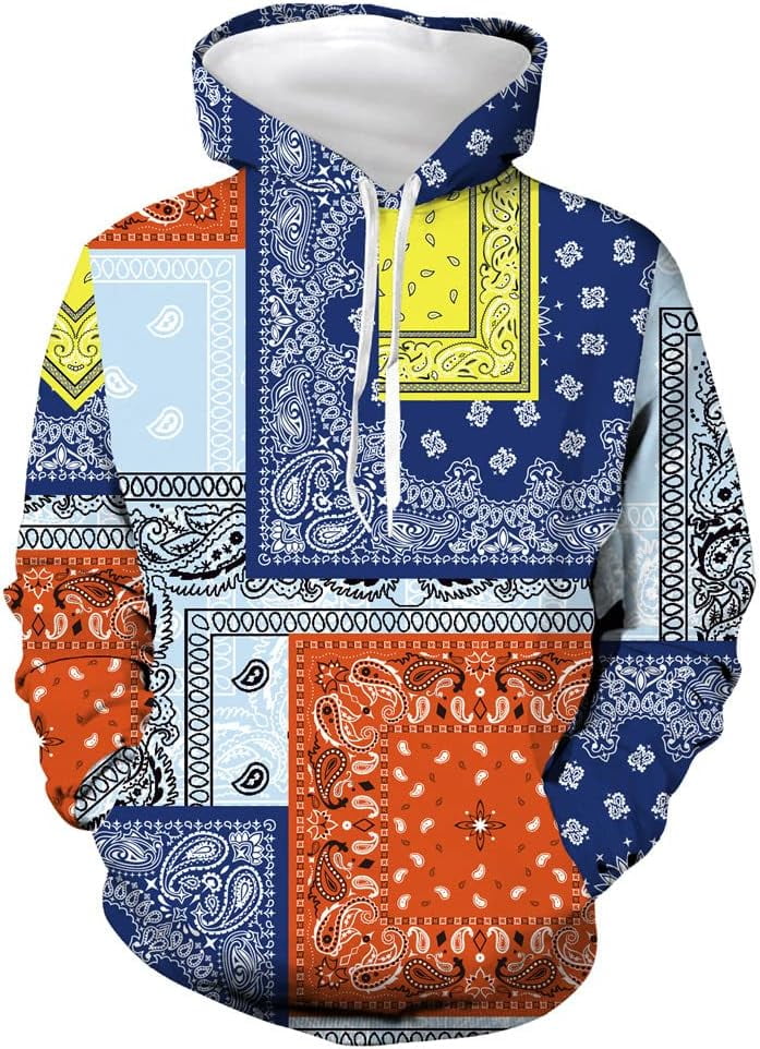 Blue Black Red Bandana Hoodie for Men Women Shorts Shirts Mens Hawaiian ...