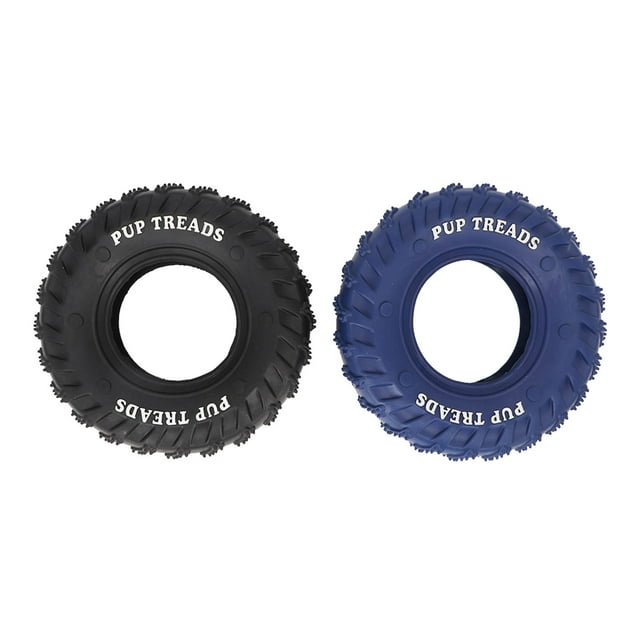 Blue Black Rubber Tire Dog Chew Toy, Safe Tire-Shaped for Medium ...