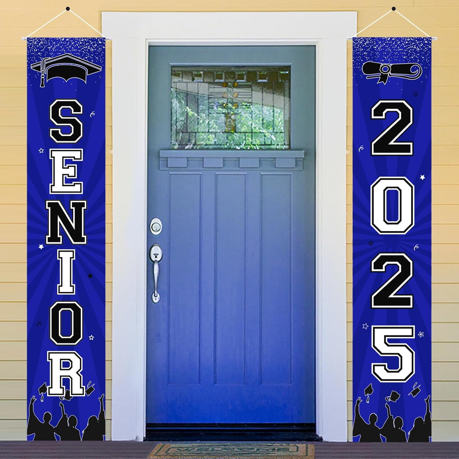 Blue and Black Senior 2025 Porch Sign Banner, Graduation Party ...