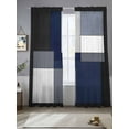 Blue Black Sheer Curtains 84 Inches Long 2 Panels Grey Geometric ...