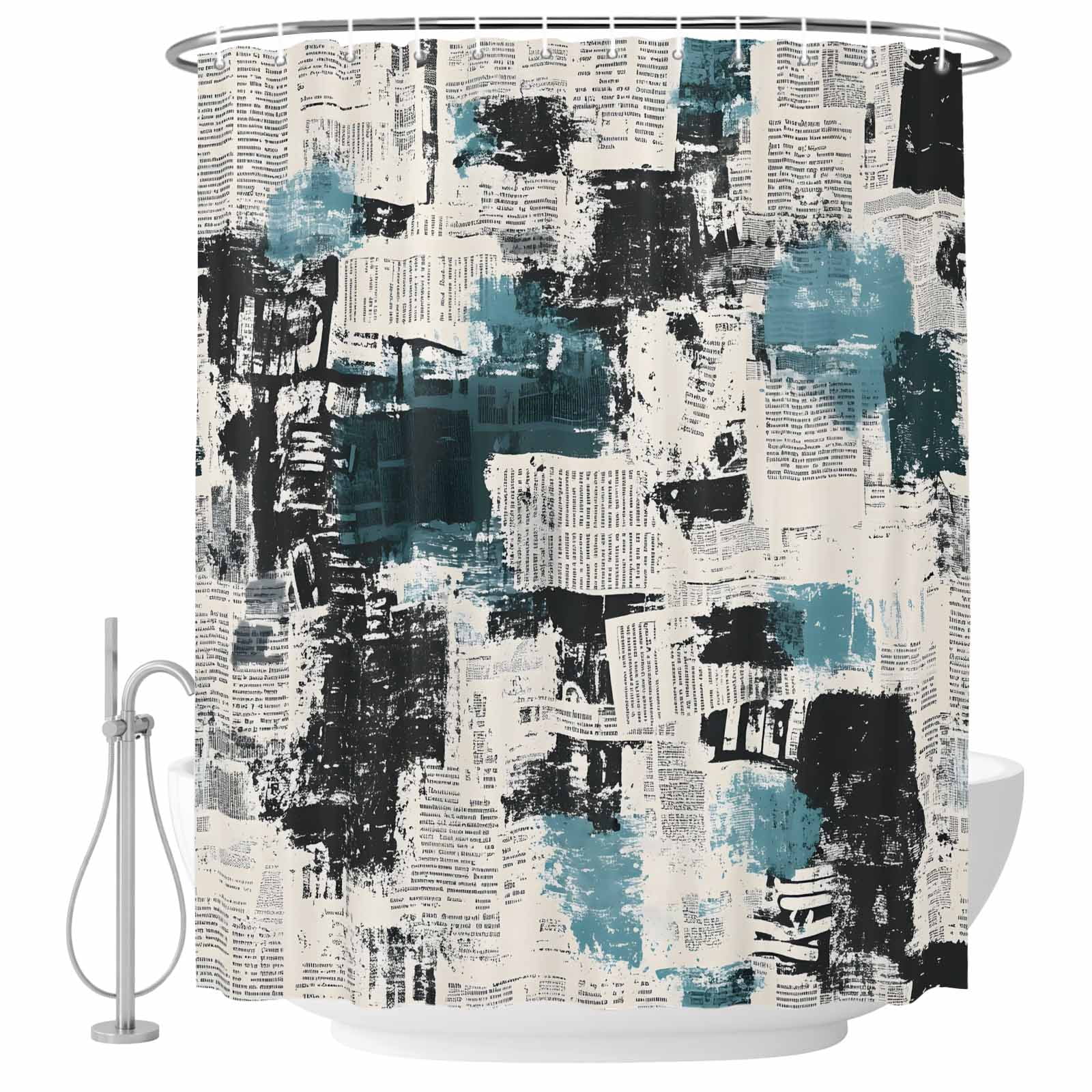 Blue Black Shower Curtain, Waterproof Shower Curtains for Bathroom ...