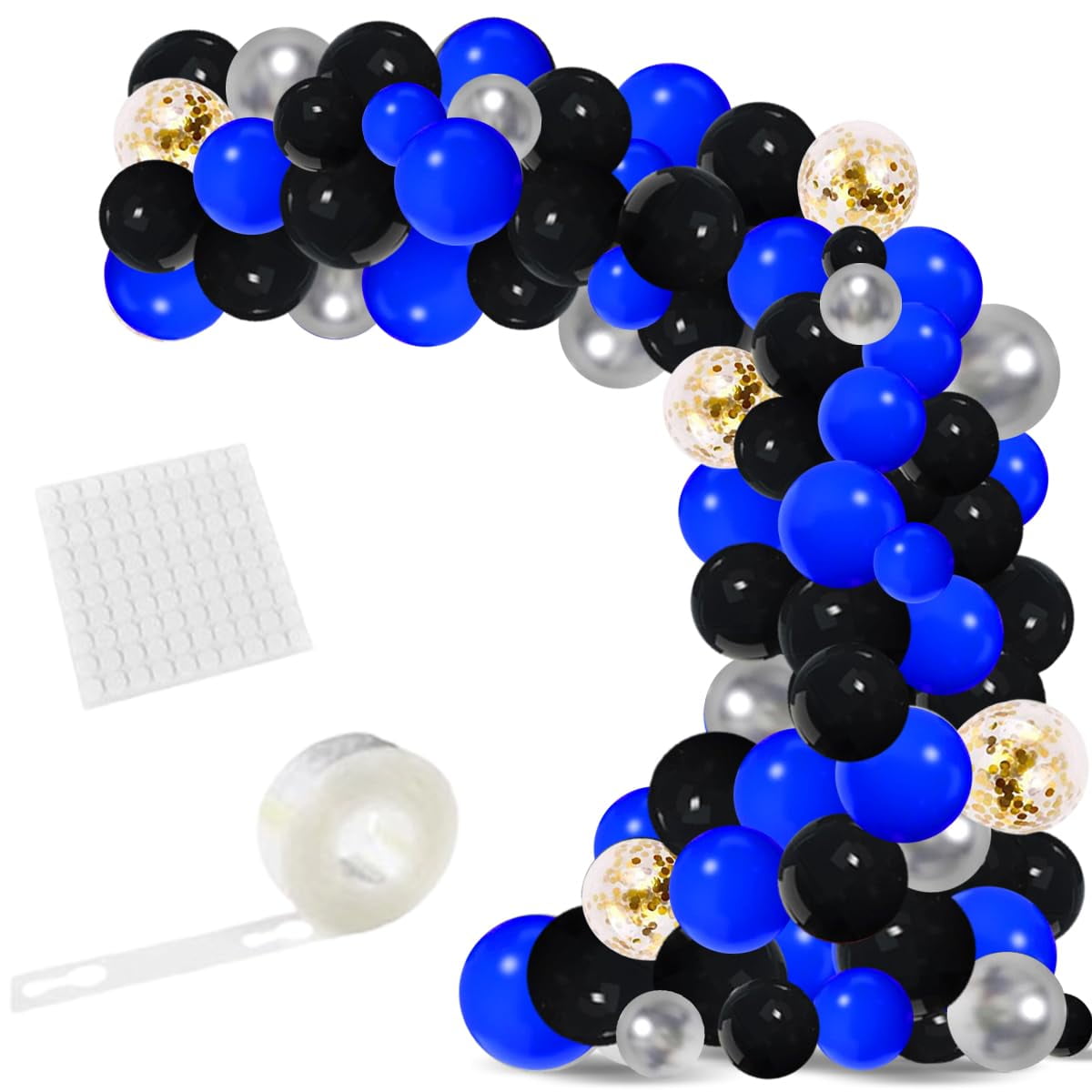 Blue Black Silver Balloon YPF5 Garland Arch, Blue Black Blue Silver ...