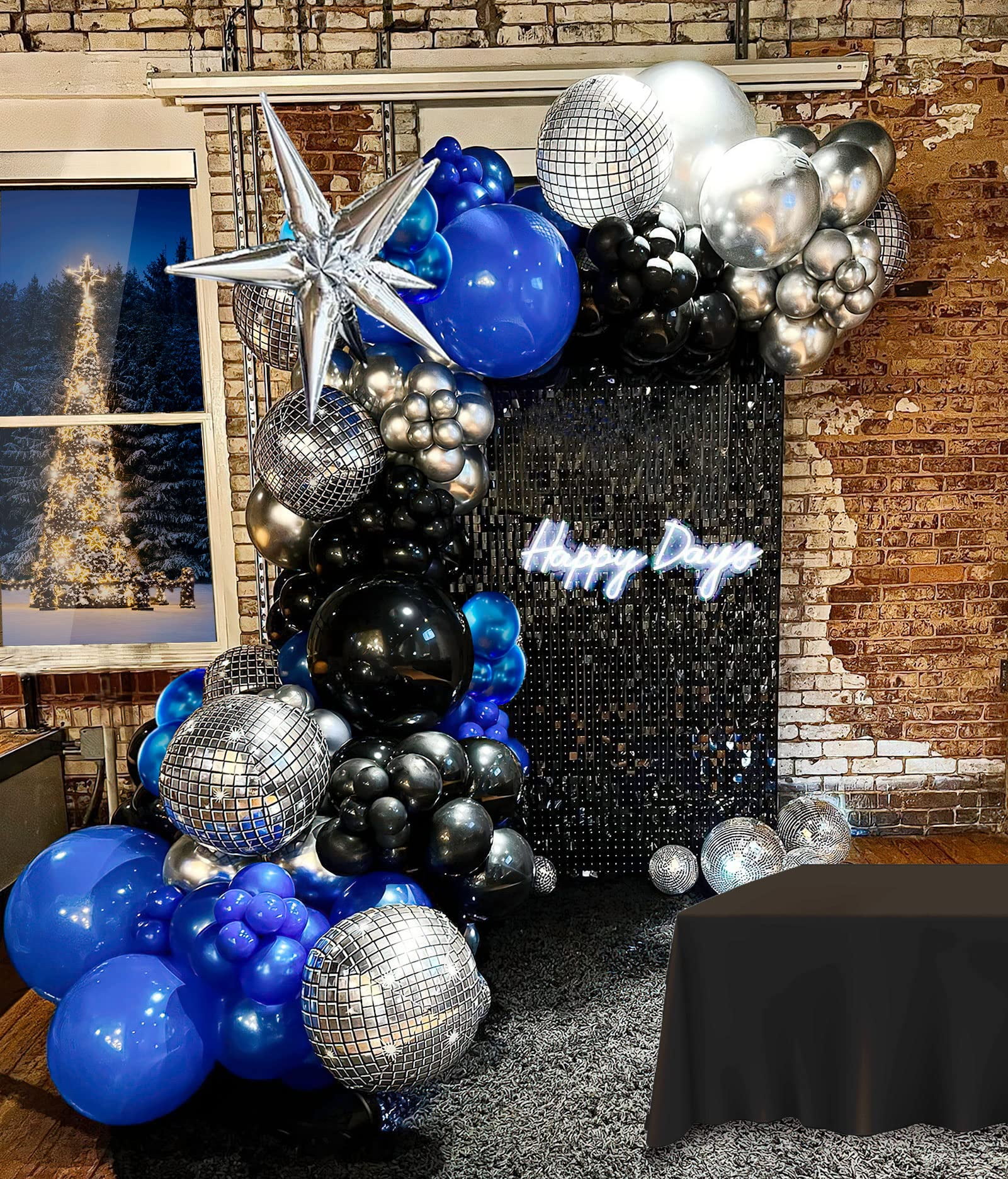 Blue and Black Silver ZS23 Balloon garland kit 140pcs Royal blue and ...