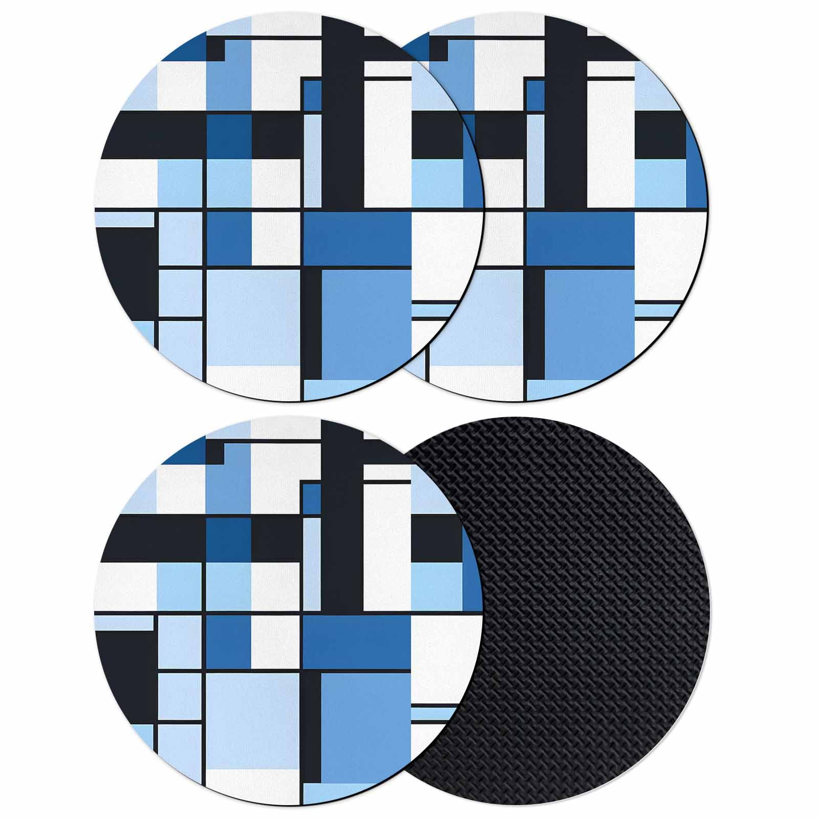 Blue Black Squares Pattern Coasters for Drinks,Absorbent Non Slip ...