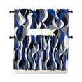Blue Black Stripes Kitchen Curtains Set for Windows 3 Piece Cafe ...