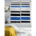 Blue Black Stripes Sheer Curtains 2 Panels Set Minimalist Geometric ...