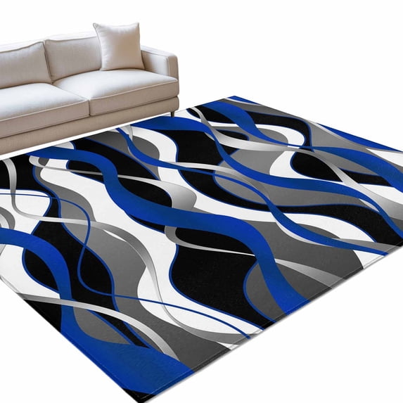 Blue Black Stripes Washable Rug 3x5 Area Rug for Living Room Bedroom ...