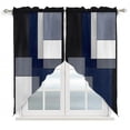 Blue Black Swag Curtain Valance for Window 2 Panels Grey Geometric ...