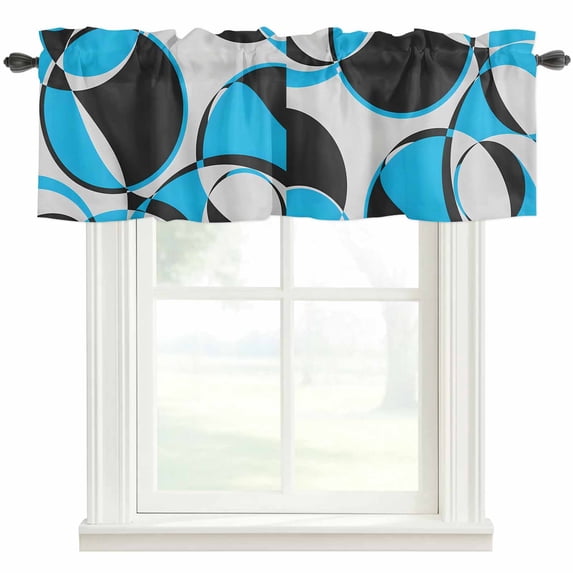 Blue Black Valances for Windows Abstract Grey Black Blue Round Grey ...