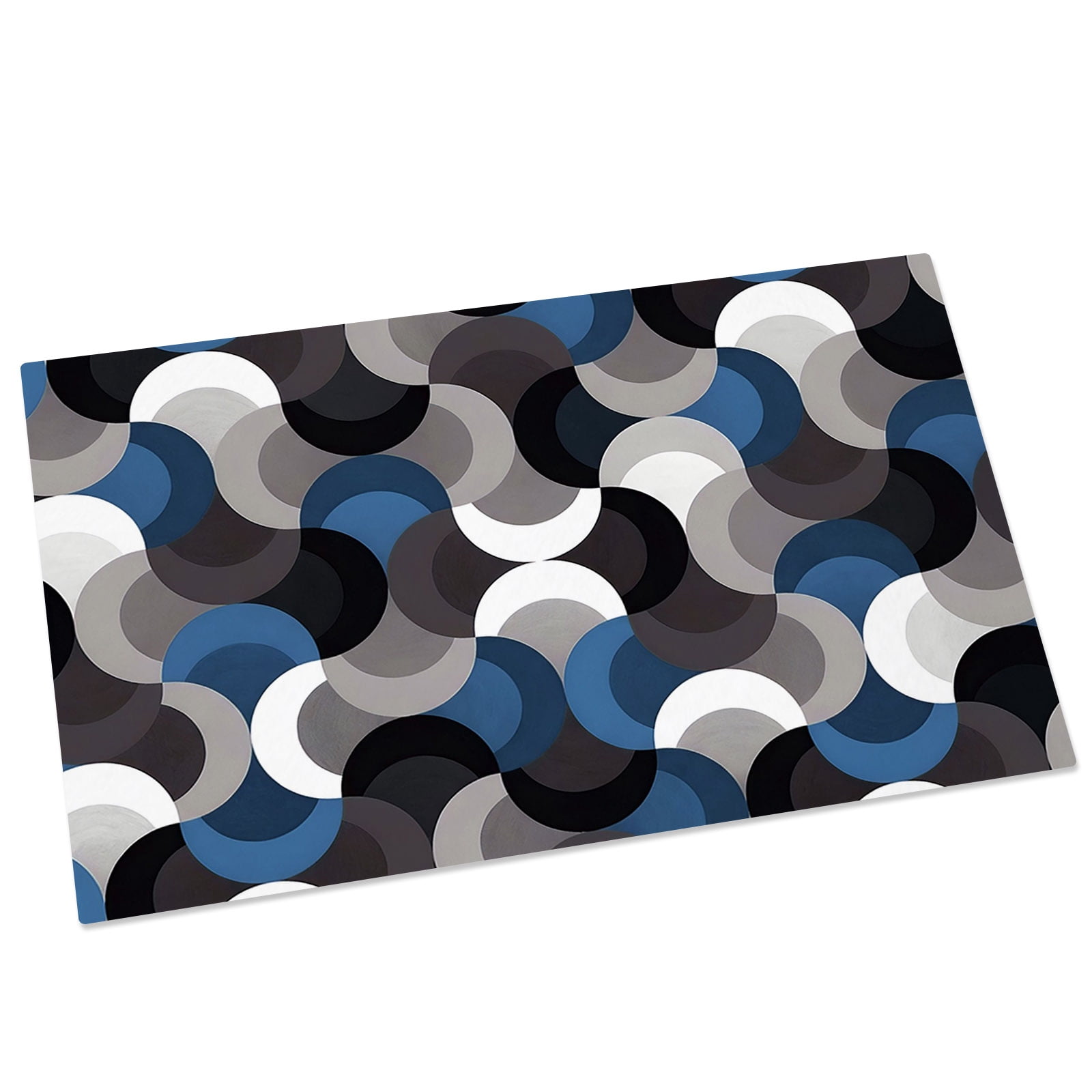 Blue Black Wavy Door Mat 16x24 Inch Medieval Abstract White Grey Blue ...