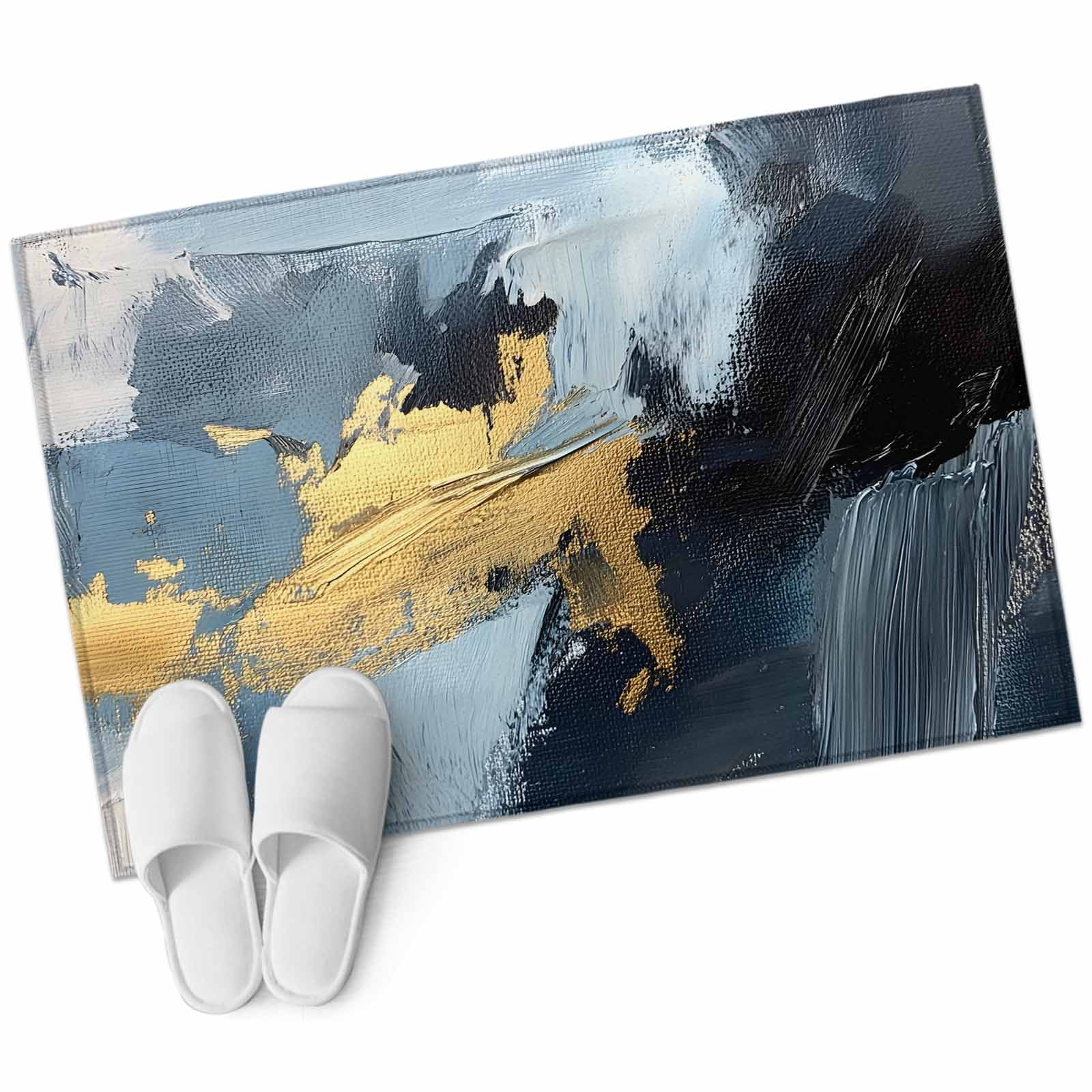 Blue Black Yellow Oil Painting Bathroom Mat 2x3 FT, Non Slip Small ...