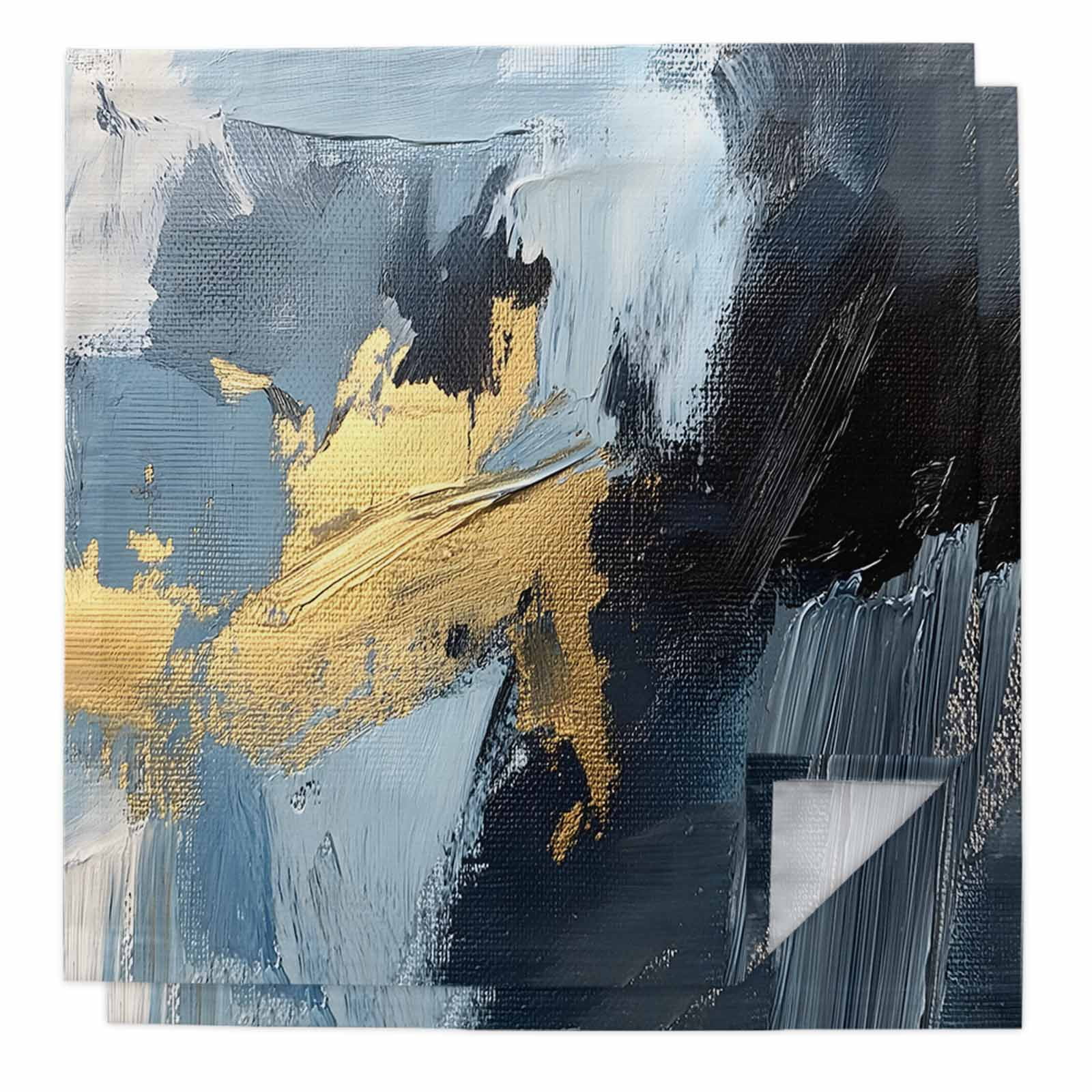Blue Black Yellow Oil Painting Cloth Napkins Washable Set of 2, Modern ...