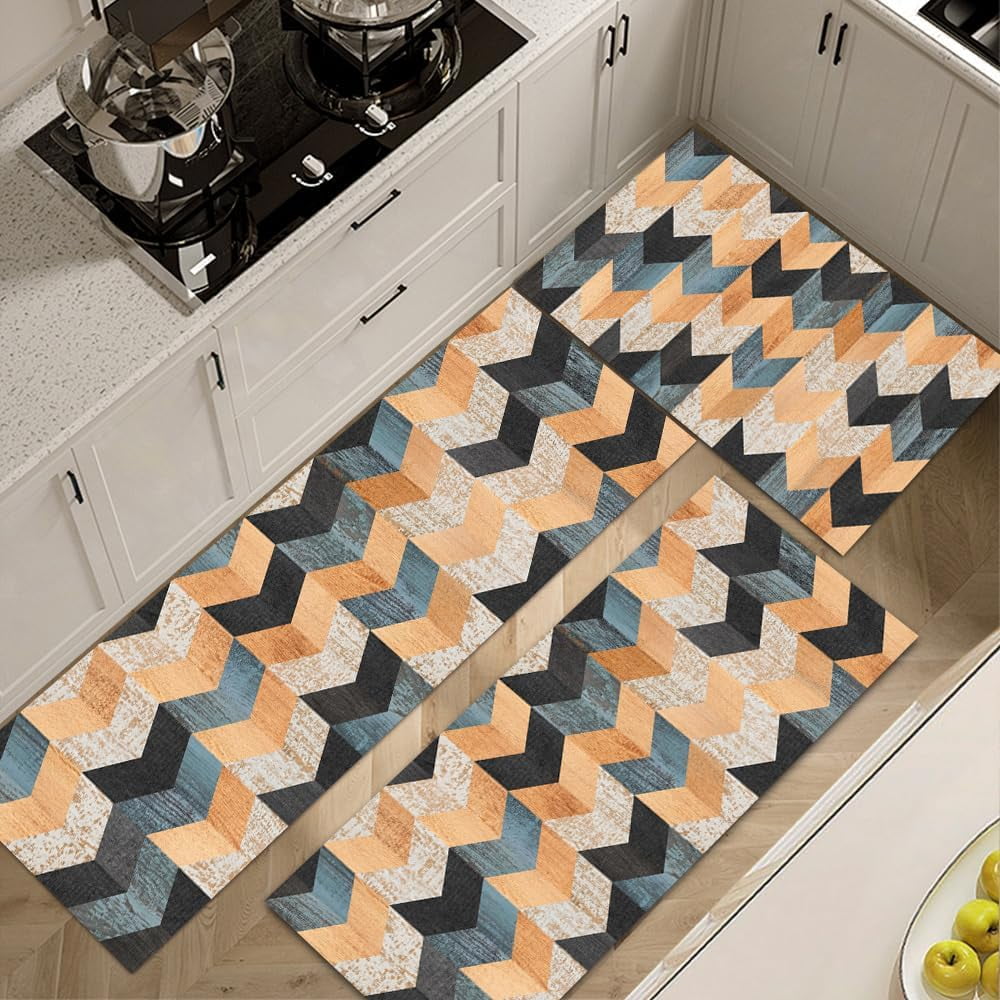 Blue Black Yellow Wood Square Printed Rug Colorful Patchwork Rugs ...