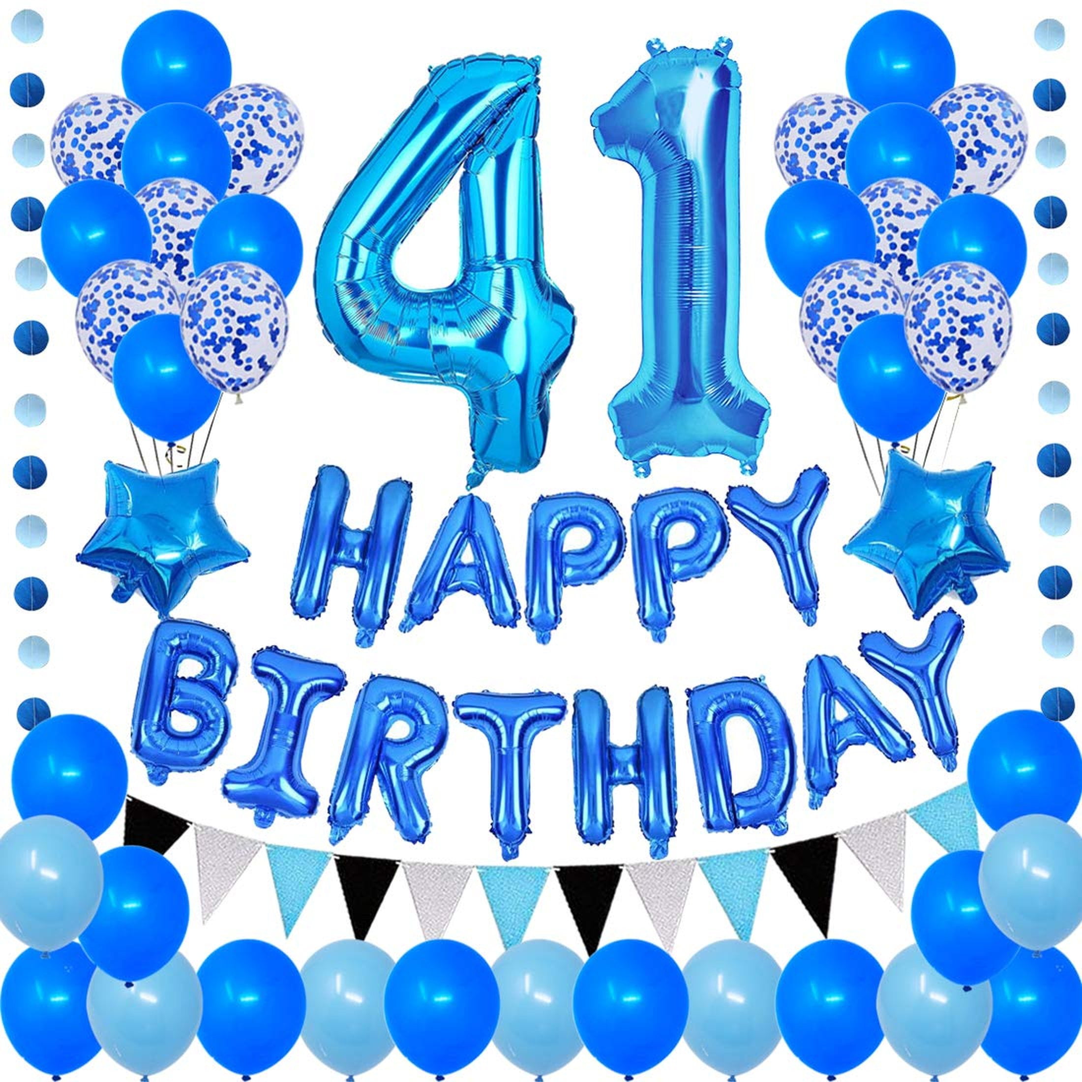 Blue Blast 41st Birthday Party Pack - Happy Birthday Banner, Circle ...