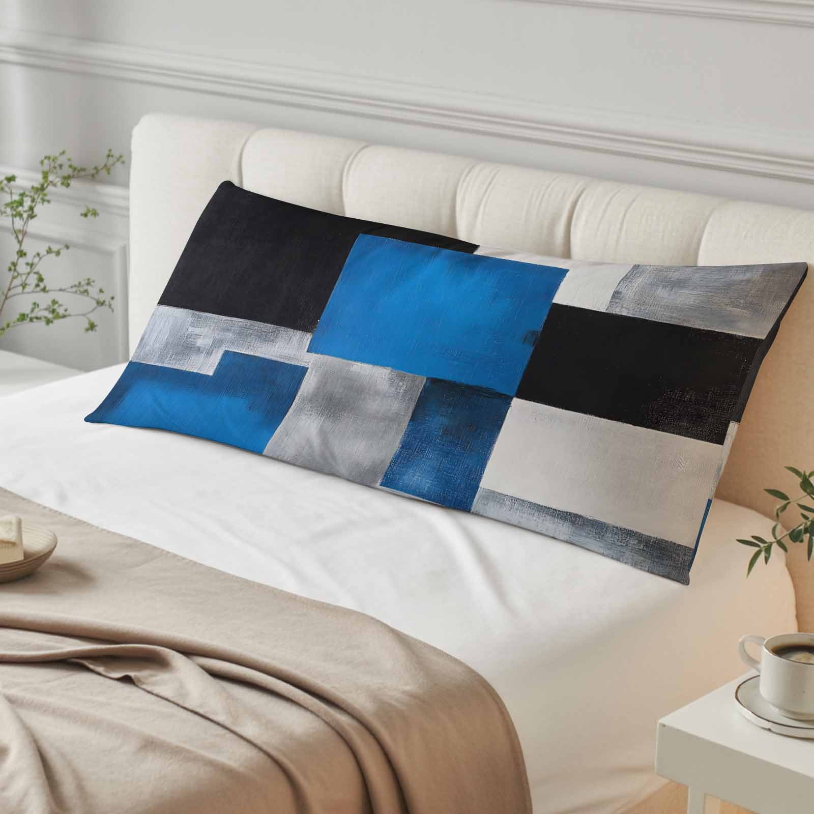 Blue Blavk Grey Body Pillow Cover, Pillowcase Protectors with Zipper ...