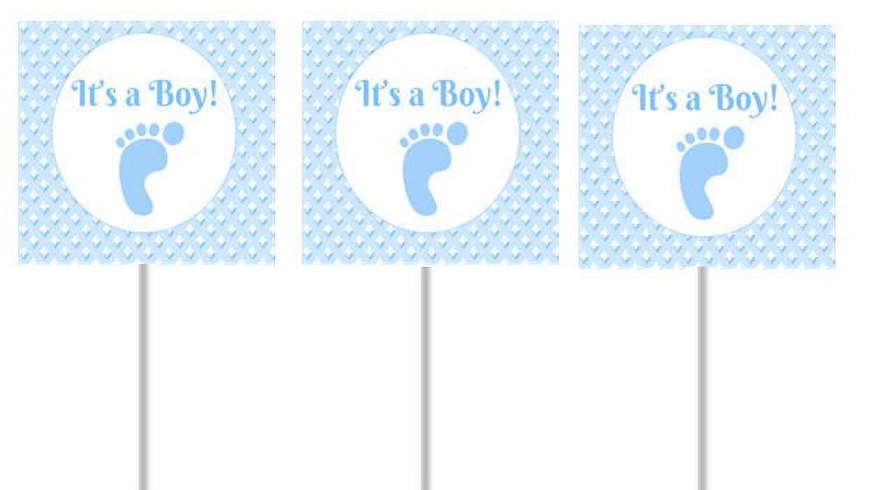 Blue Bling Baby Foot Print Baby Shower Party Cupcake Toppers Picks ...
