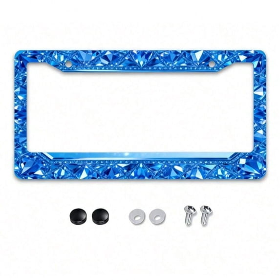 Blue Bling Crystal License Plate Frame, Sparkly Diamond-Effect Car ...