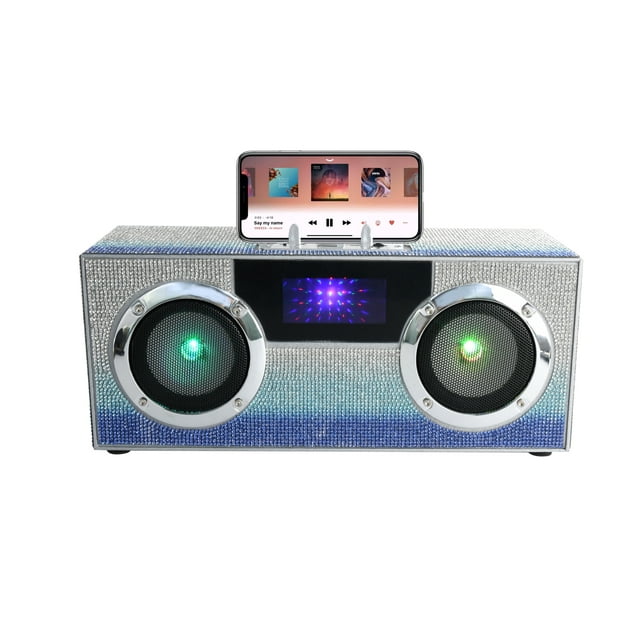 Blue Bling Mini Boombox - Bluetooth w/LED Lights - Walmart.com
