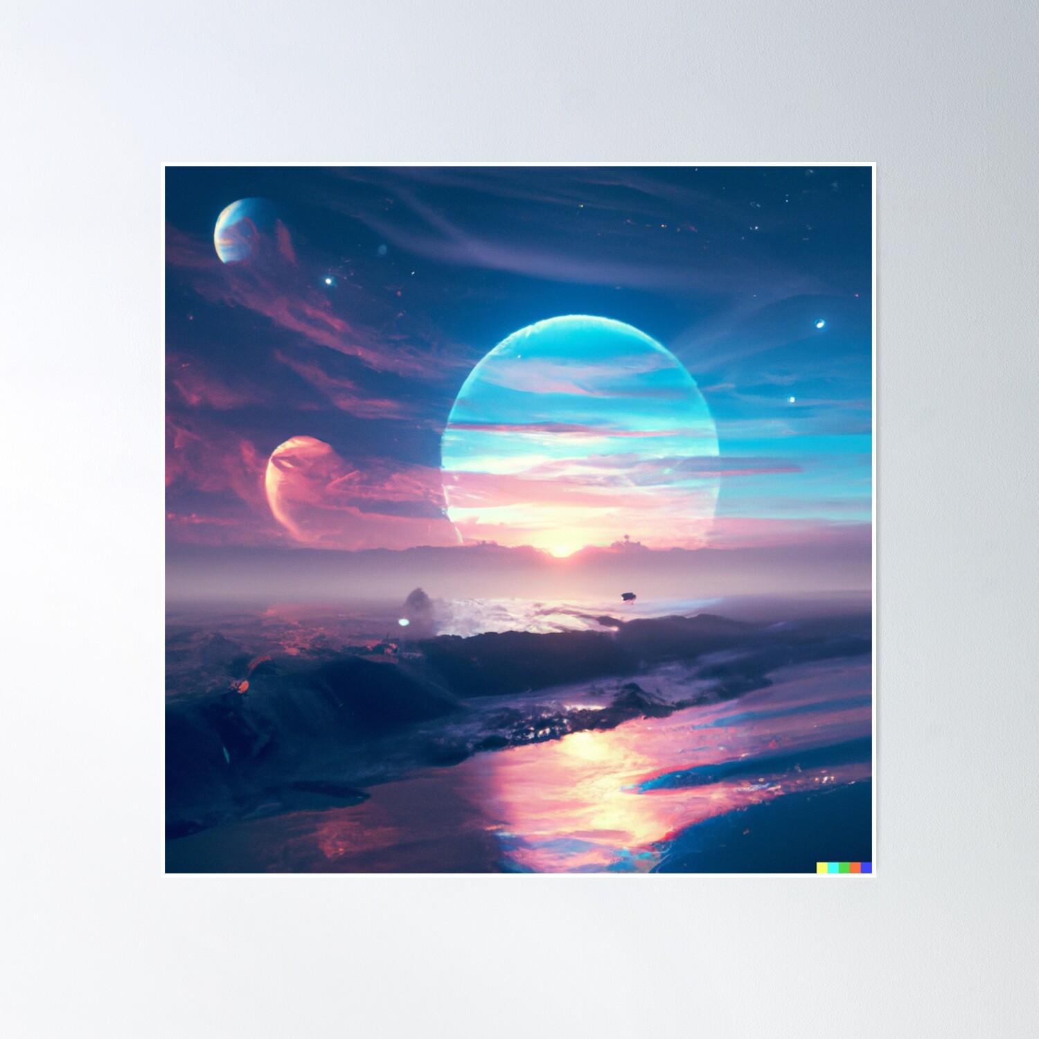 Blue Blood Moon Lunar Space Eclipse In The Night Sky Poster Wall Art ...