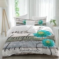 Blue Blossom Flower on Wood Barn Full Size Bed Set,Love Quote Bedding ...