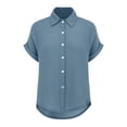 Blue Blouse for Women Fashion Casual Batwing Sleeve Pocket Patched ...