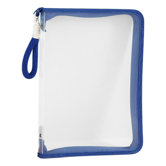 Blue Blue A4 Clear Zipper File Bag Transparent Document Pouch For ...