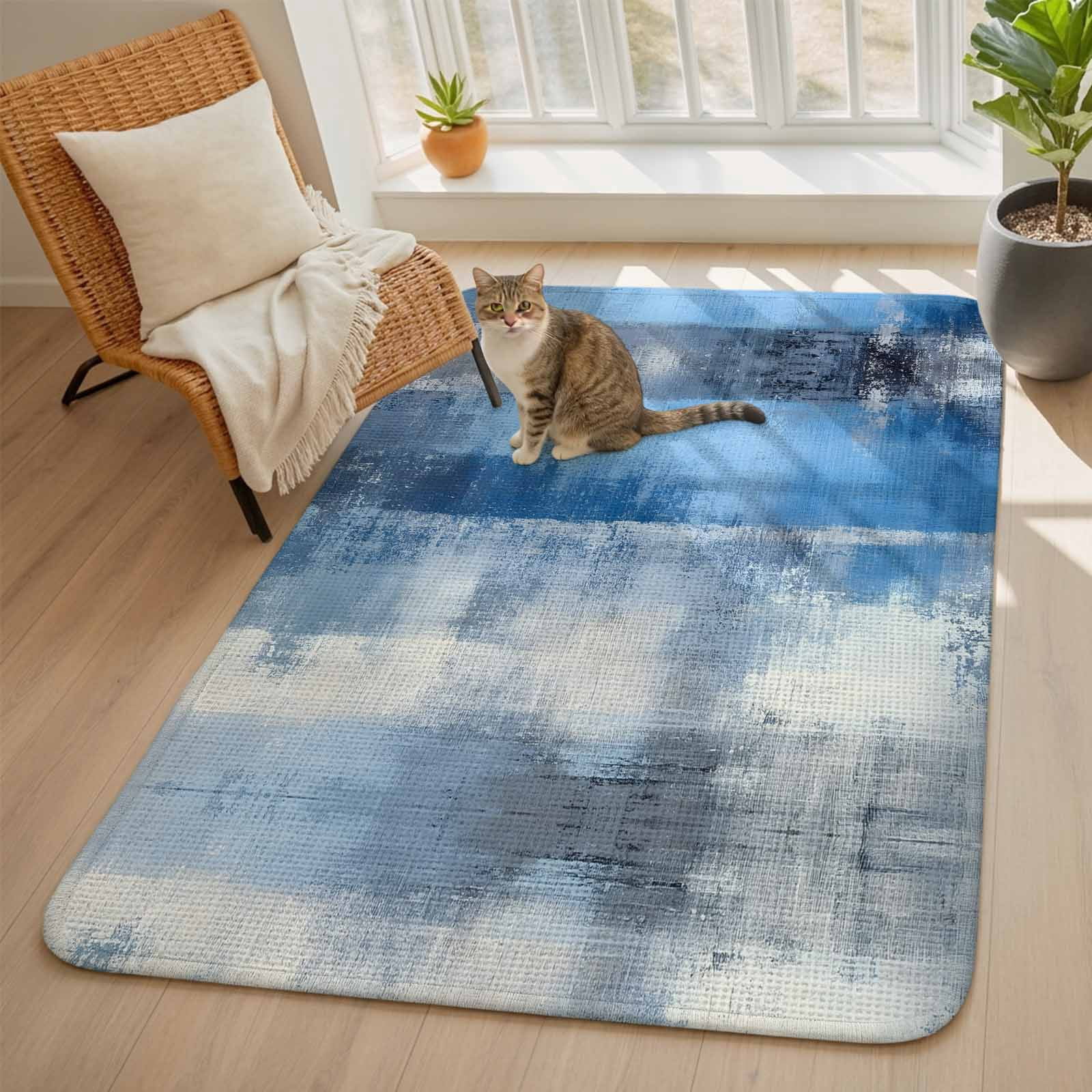 Blue Blue Area Rugs for Living Room 5x7, Grey Abstract Art Graffiti ...