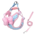 Blue Blue Checked Polyester Pet Harness And Leash Set For Small And ...