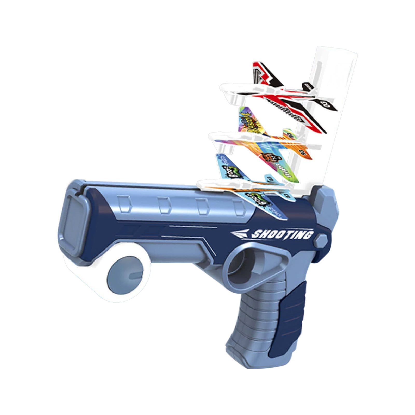 Blue Blue Foam Glider Airplane Launcher Toy Outdoor Flying Disc ...