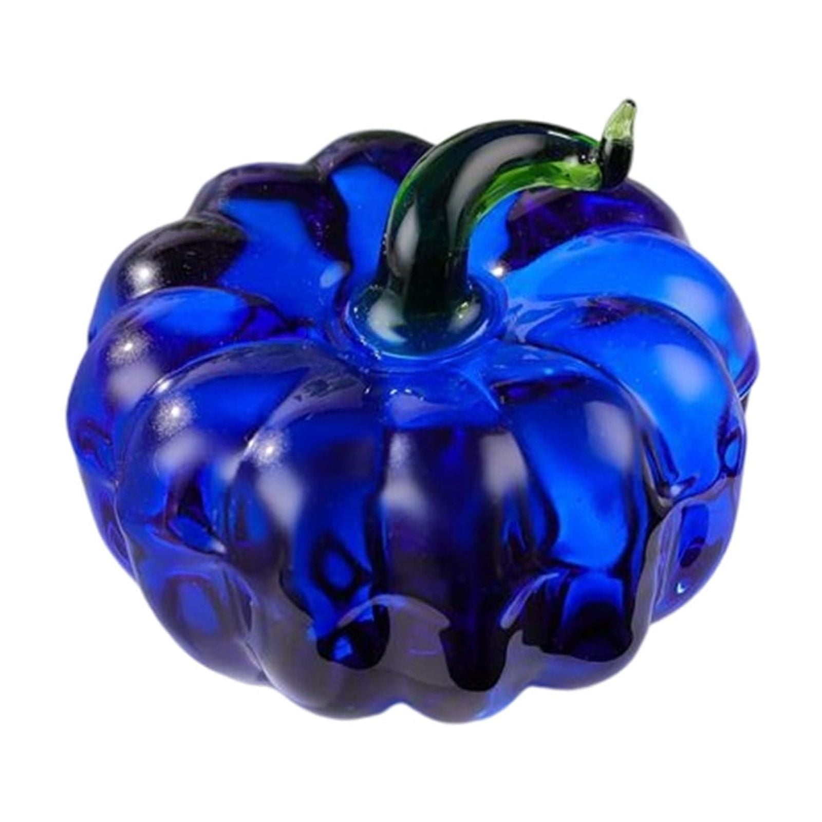 Blue Blue Glass Pumpkin With Detailed Vine For Autumn And Holiday Decor ...