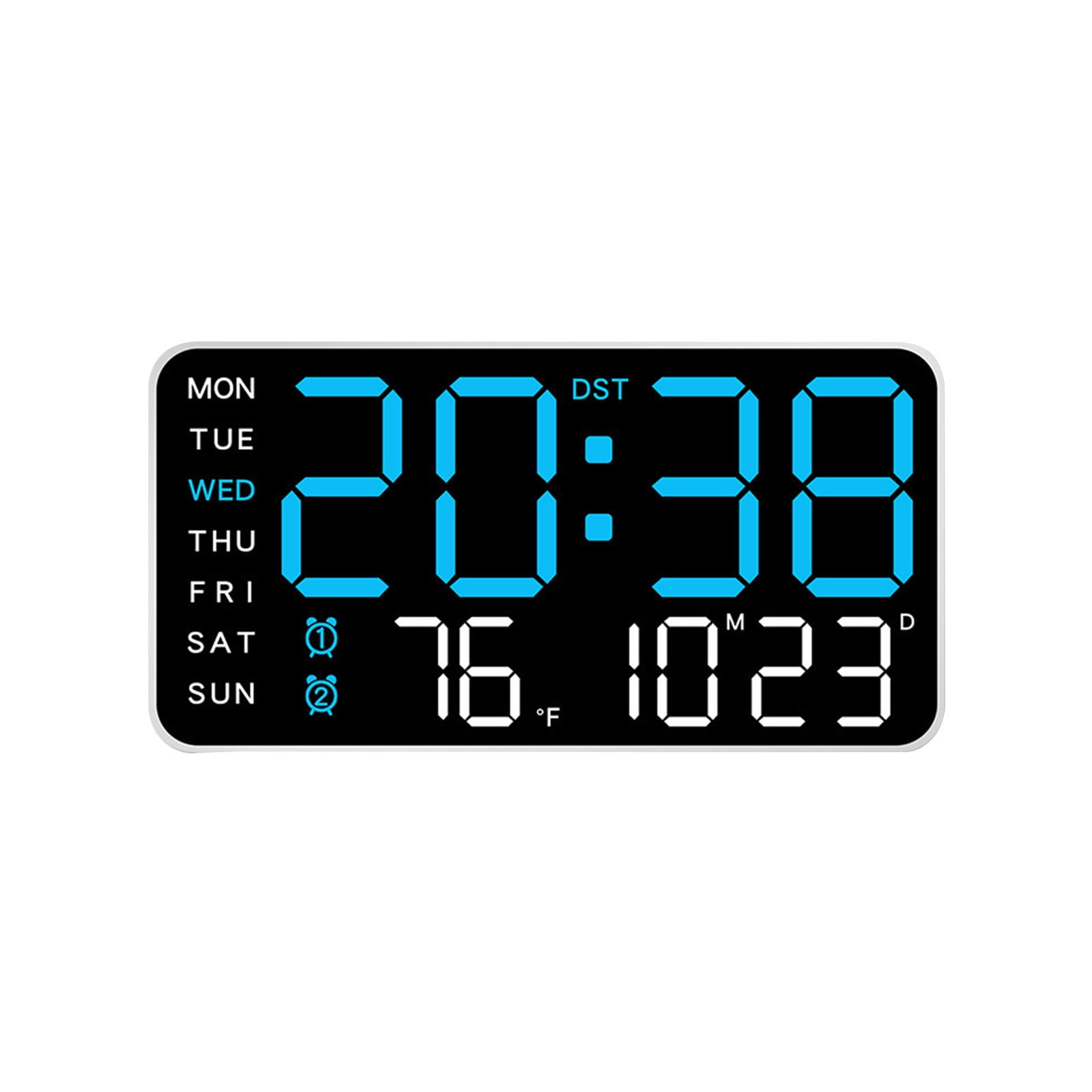 Blue Blue Led Digital Wall Clock With Large Display Alarm Calendar ...