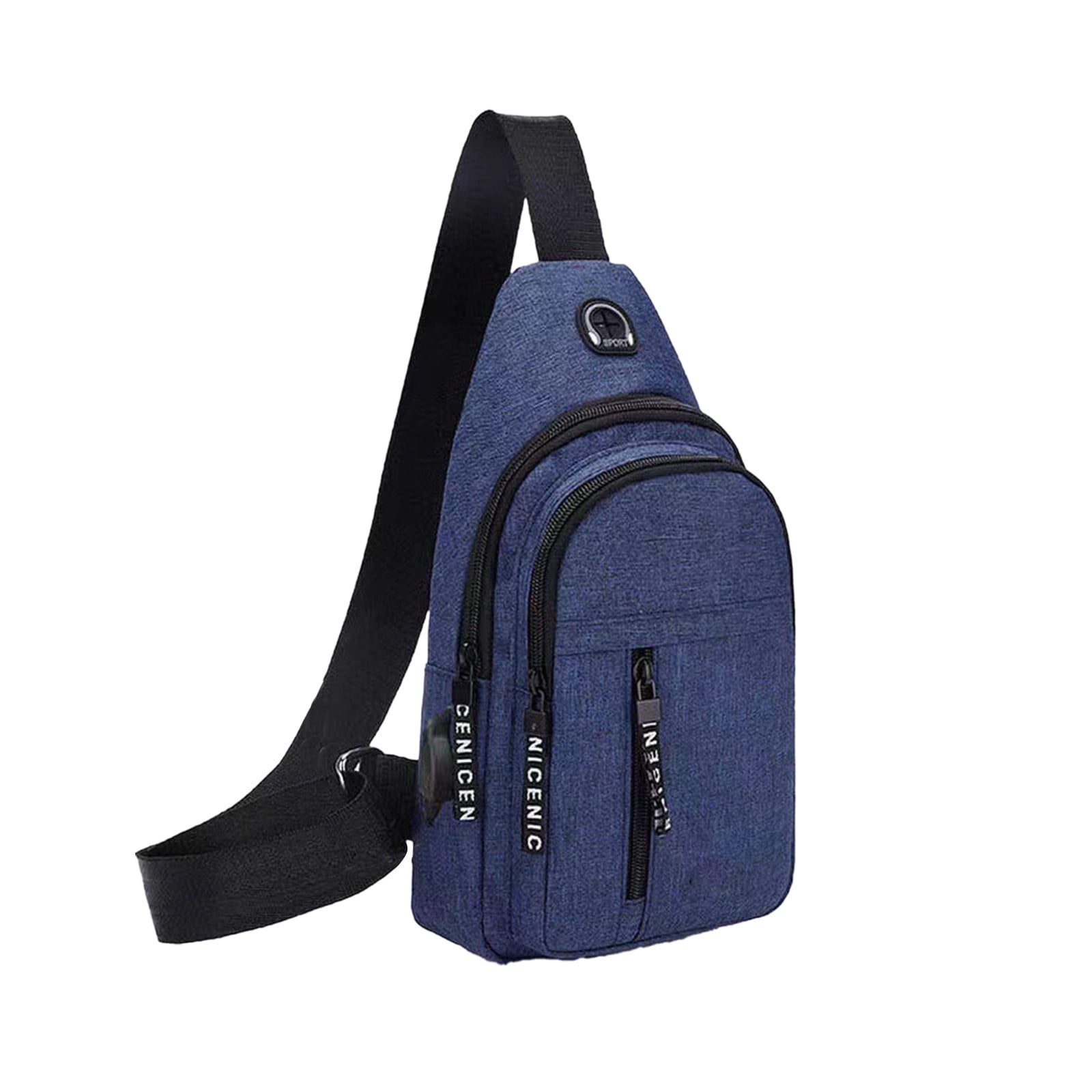 Blue Blue Men'S Shoulder Chest Bag With Usb Charging Port Lightweight ...