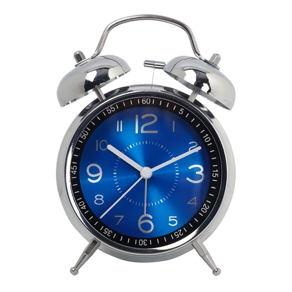 Blue Blue Metal Alarm Clock With Night Light And Quartz Movement 6.29X4 ...