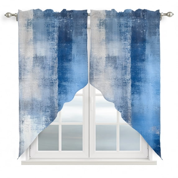Blue Blue Swag Valances for Windows 36 inches Long, Grey Abstract Art ...