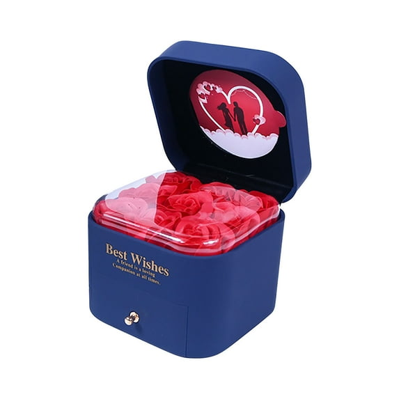 Blue Blue Valentine S Day Rose Gift Box Jewelry Box Ring Box Lipstick ...
